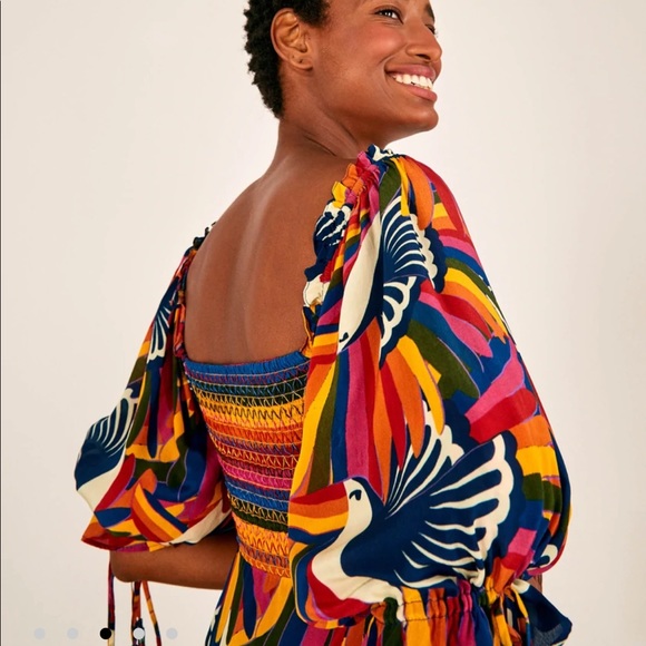 FARM Rio | Dresses | Farm Rio Rainbow Toucans Smocked Maxi Dress | Poshmark